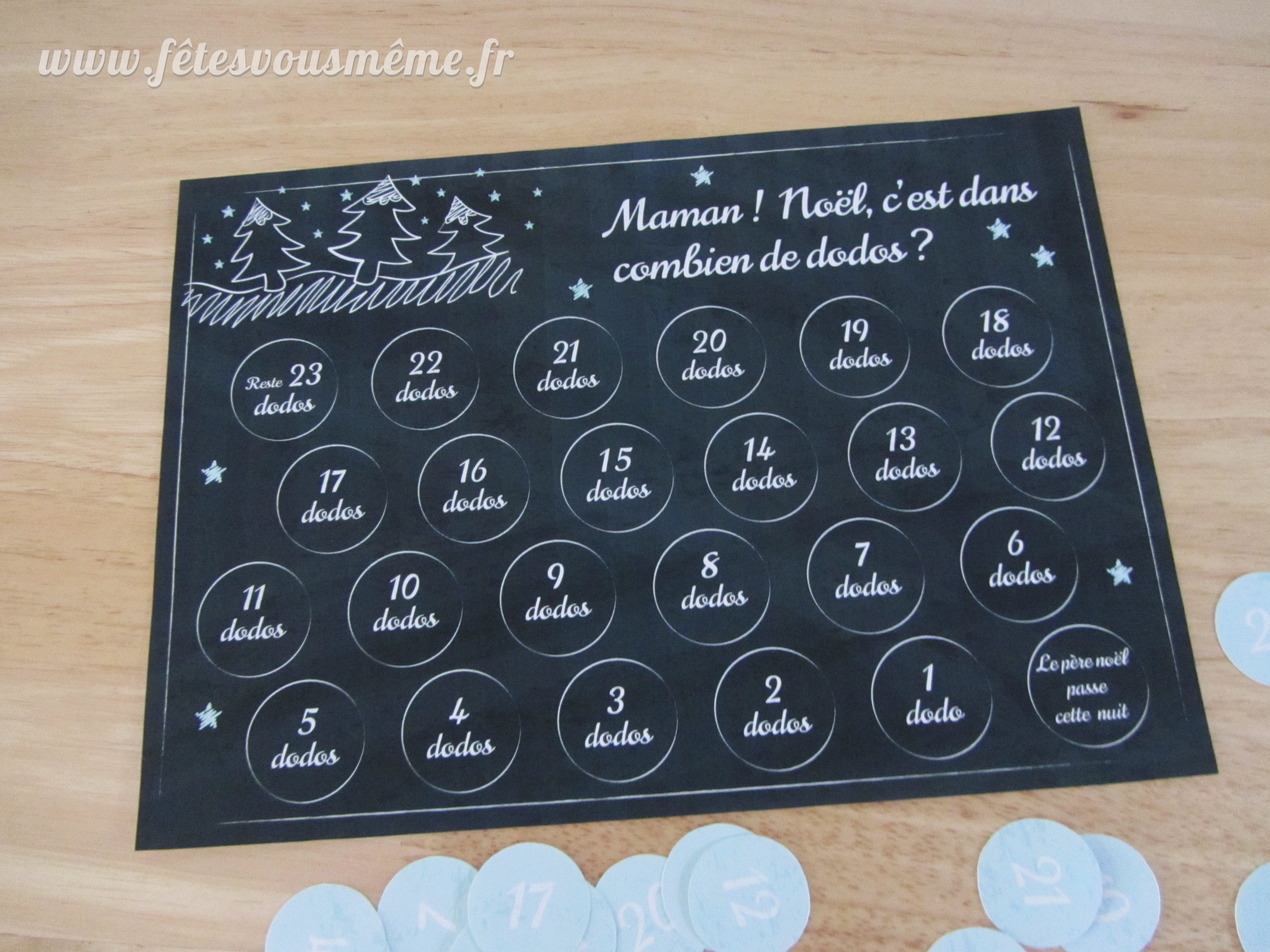 Calendrier de l'avent décompte des dodos • Fêtes vous même