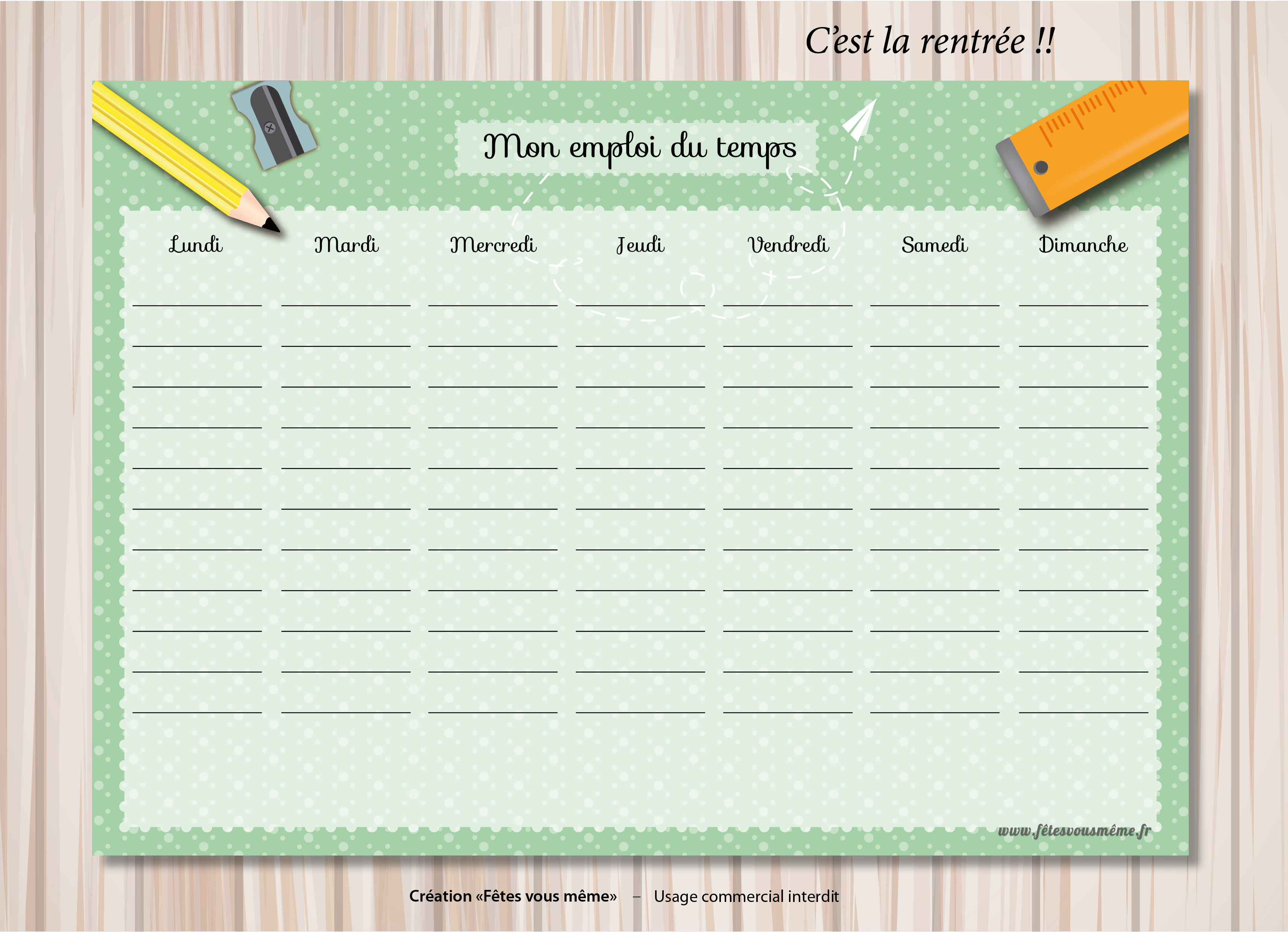 Emploi du temps (printable rentrée des classes) • Fêtes vous même Emploi du temps (printable rentrée des classes) • Fêtes vous même